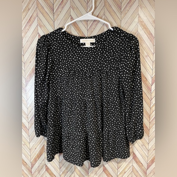 Monteau | Tops | Monteau Los Angeles Black And White Polka Dot Tiered ...